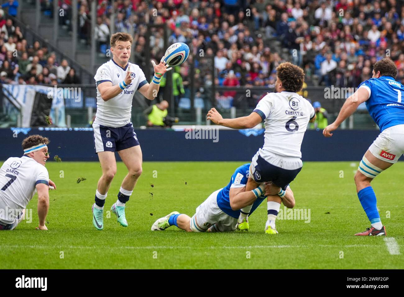 George Horne and Andy Christie of Scotland seen in action during the ...