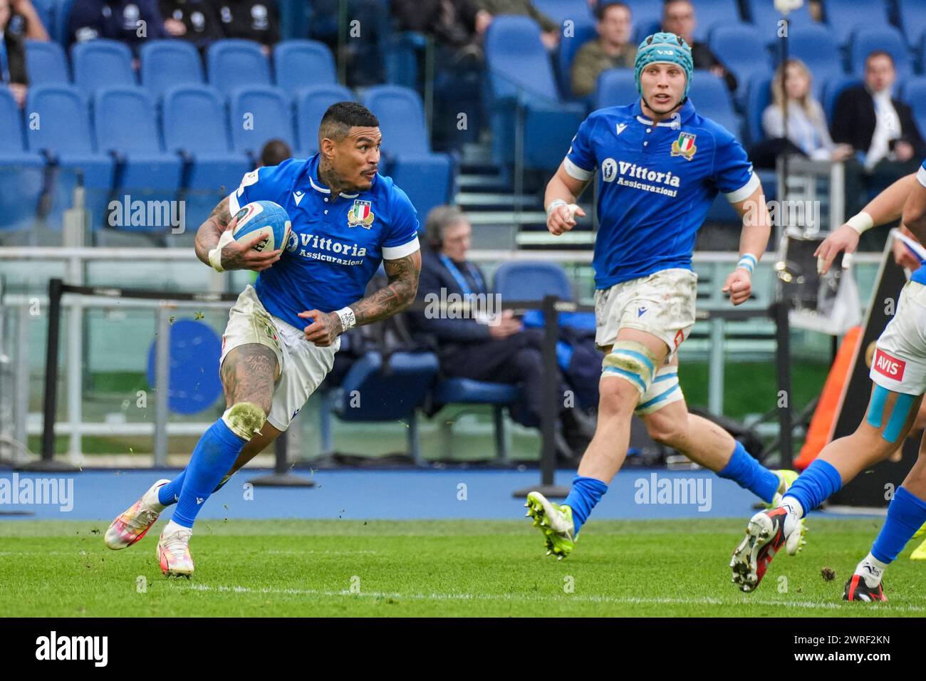 Monty Ioane of Italy seen in action during the Guinness Six Nations ...