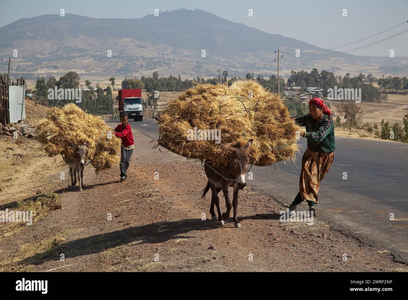 SOUTH OMO - ETHIOPIA - NOVEMBER 16, 2011: Unidentified boy and woman ...