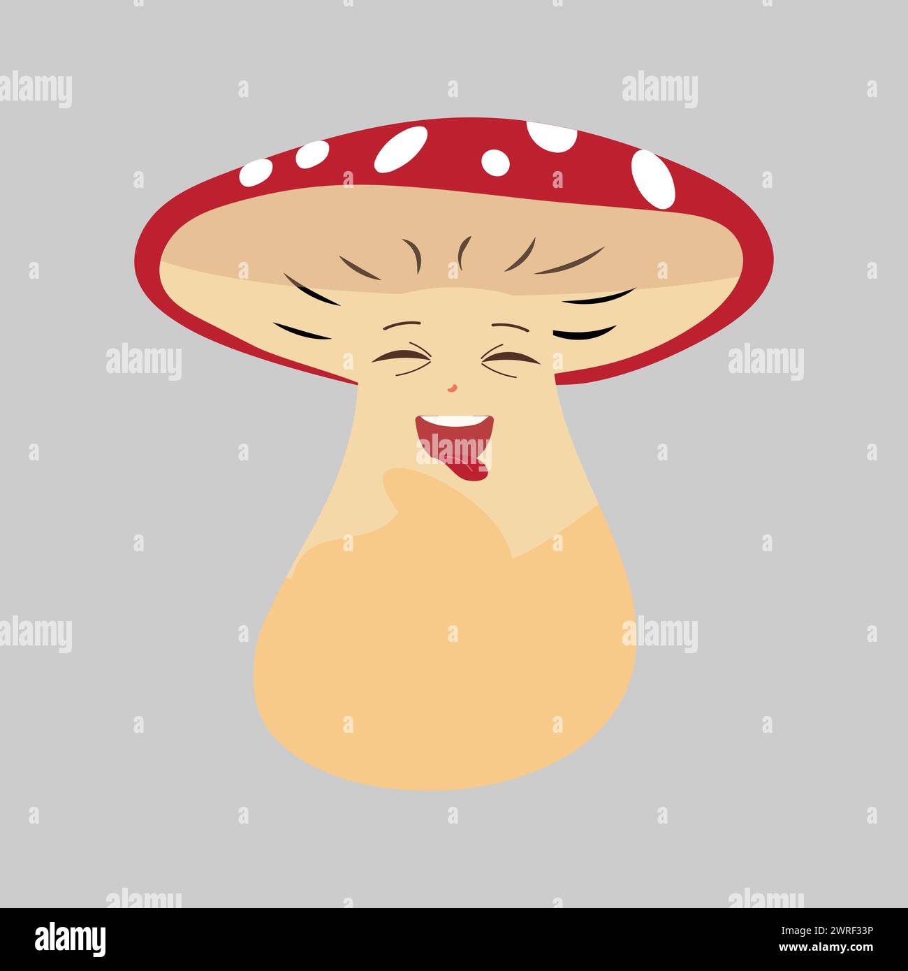 Mushroom cartoon character in various gestures, Set illustration ...