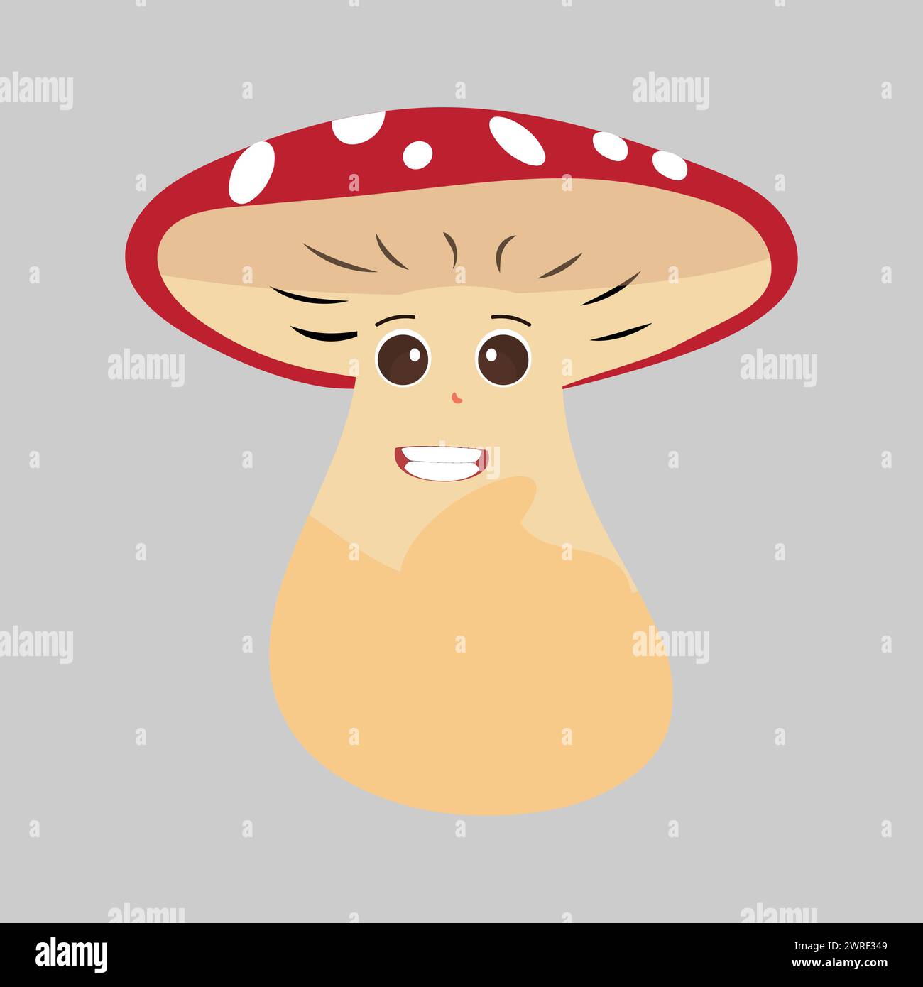 Mushroom cartoon character in various gestures, Set illustration ...
