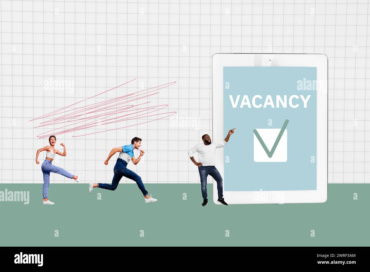 Composite collage picture image of internet online recruitment concept ...