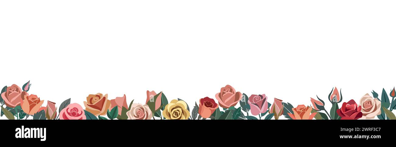 Decorative art banner, border with rose flowers Stock Vector Image ...