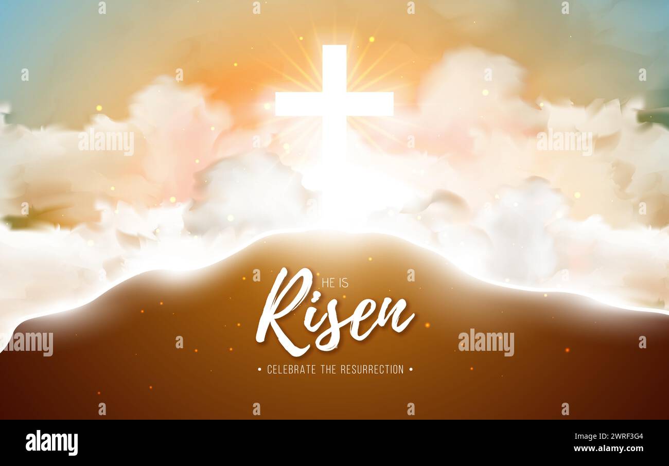 Easter Holiday Illustration with Cloud on Sunny Sky Background. He is ...