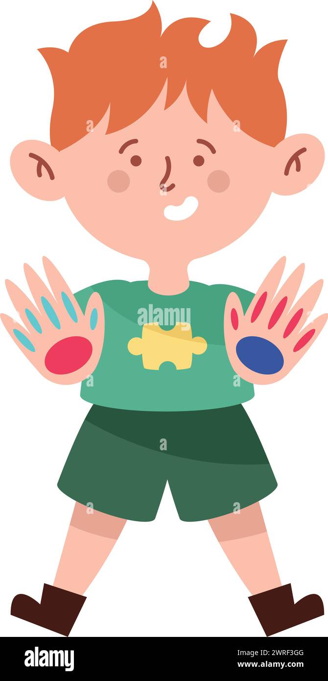 autism boy cartoon Stock Vector Image & Art - Alamy