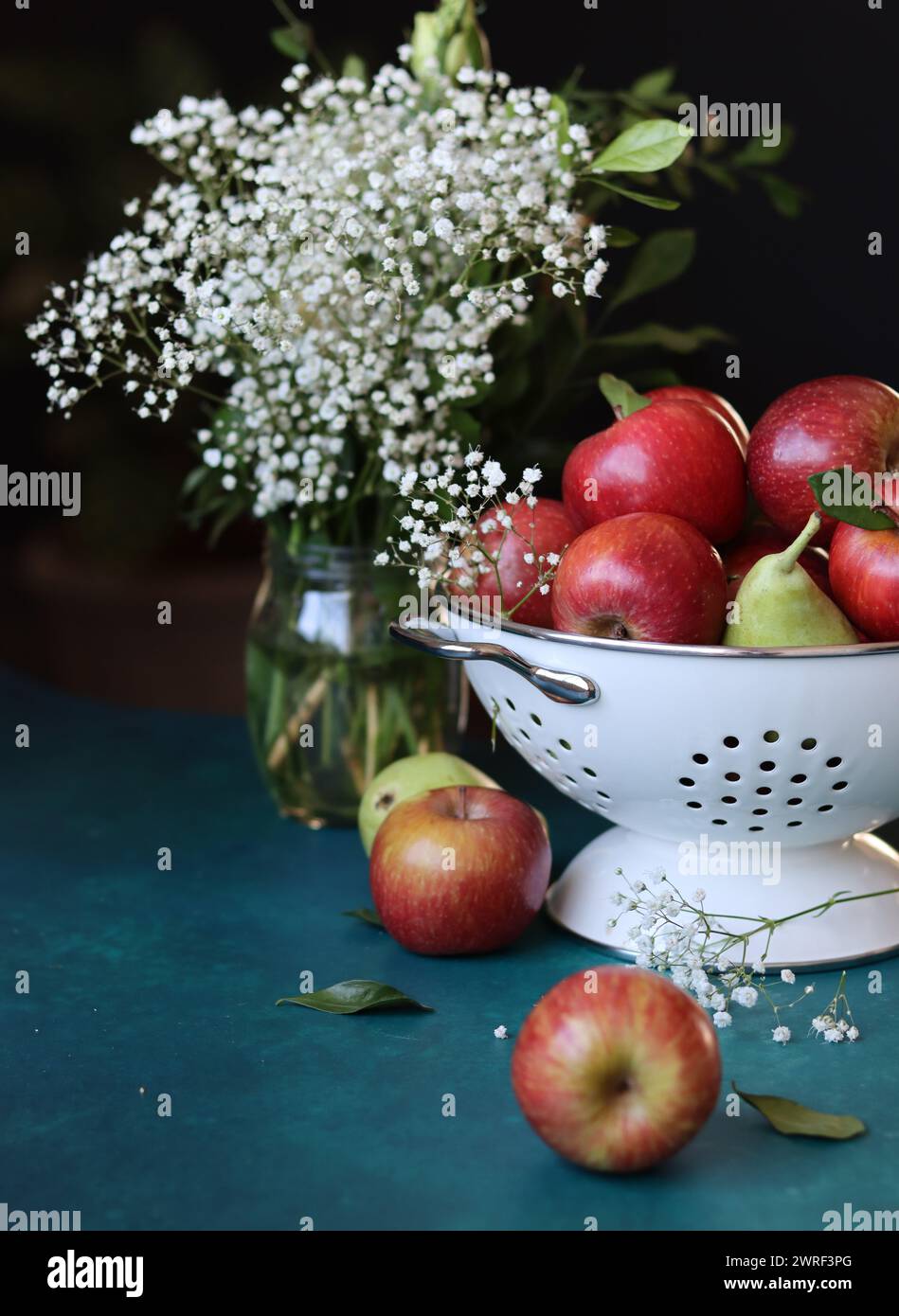 Red apples on black background. Vibrant colors of fresh seasonal fruit ...