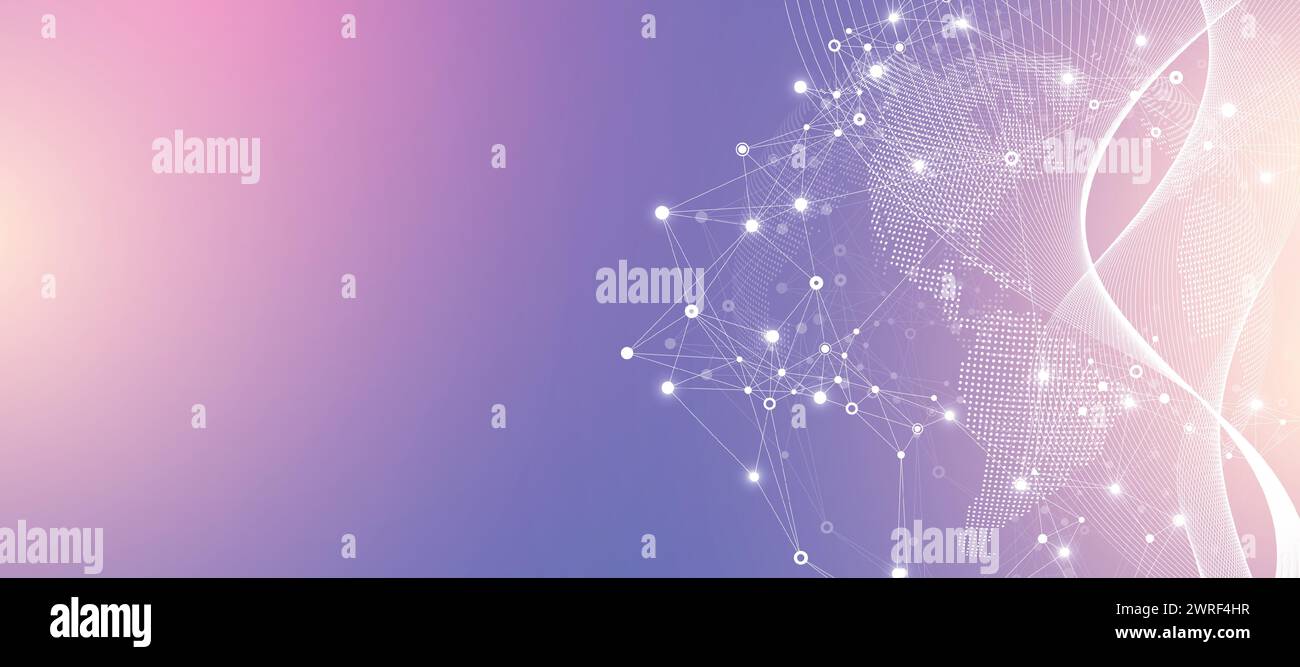 Global network connection banner design template. Header social network ...