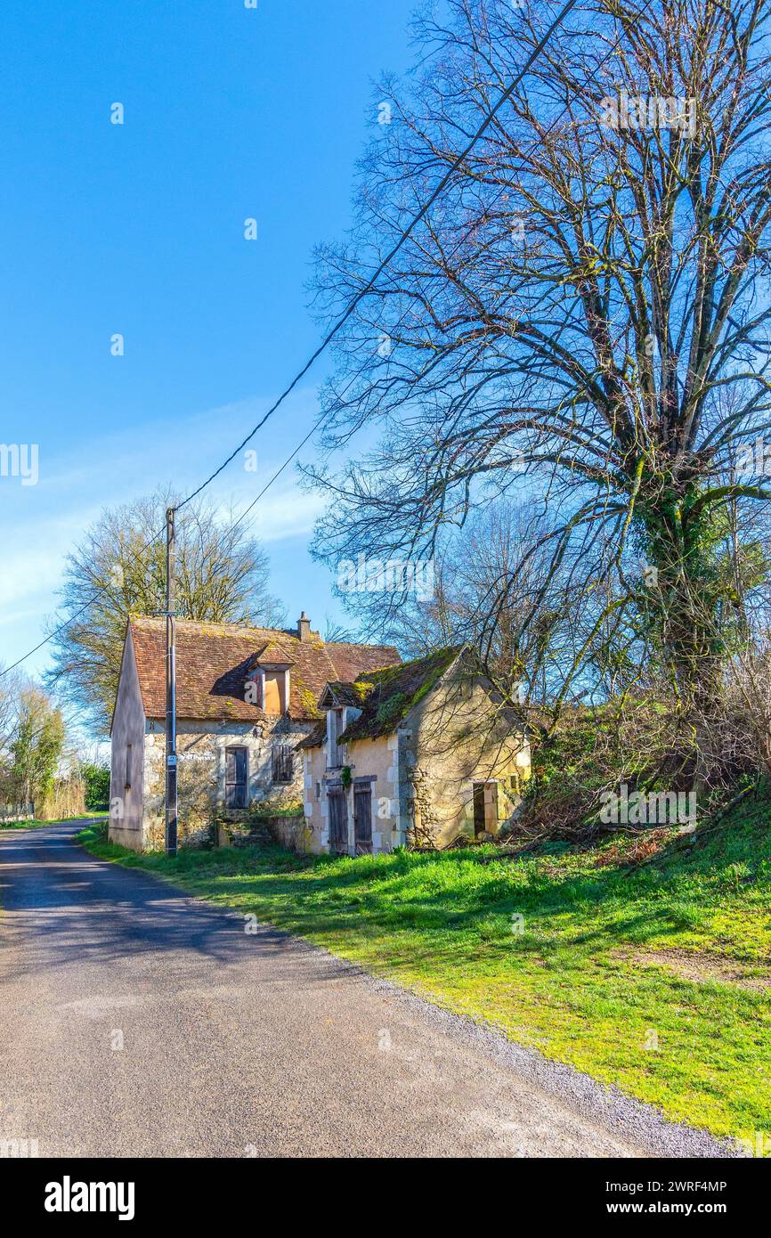 Semi-derelict rural roadside property typical for renovation project ...