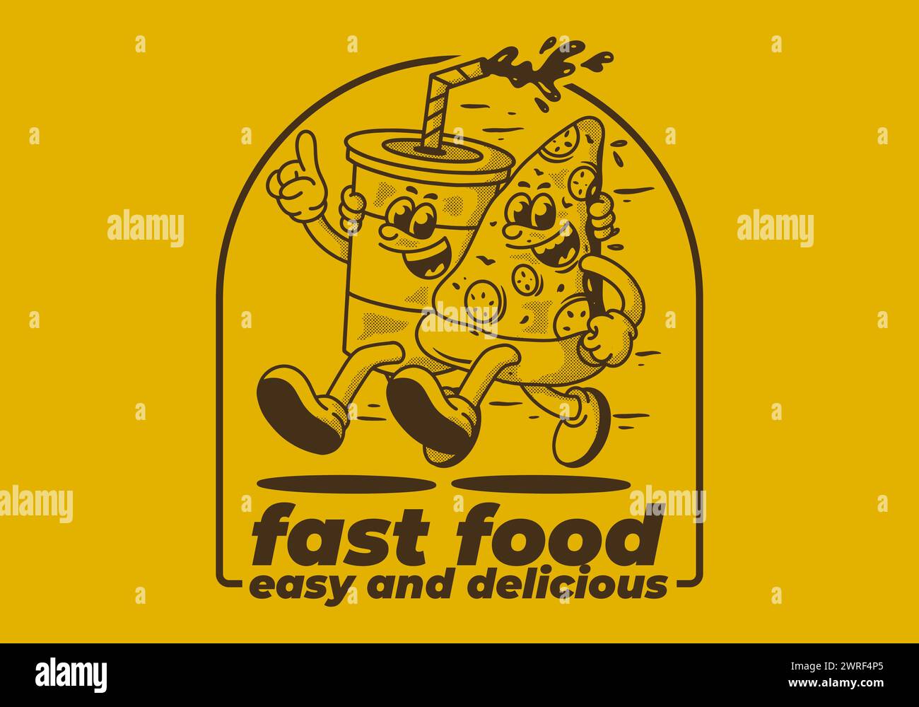 Fast food, easy and delicious. Mascot character illustration of running ...