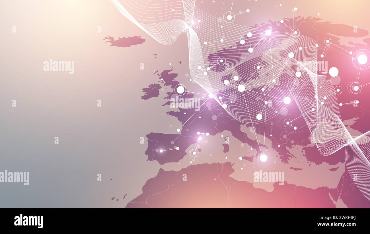 Global network connection banner design template. Header social network ...