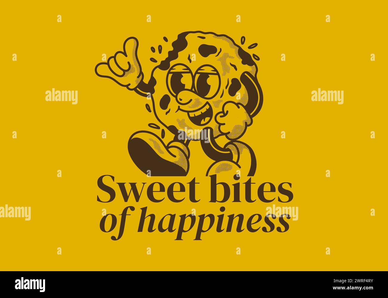 Sweet bites of happiness. Mascot character design of a walking cookies ...