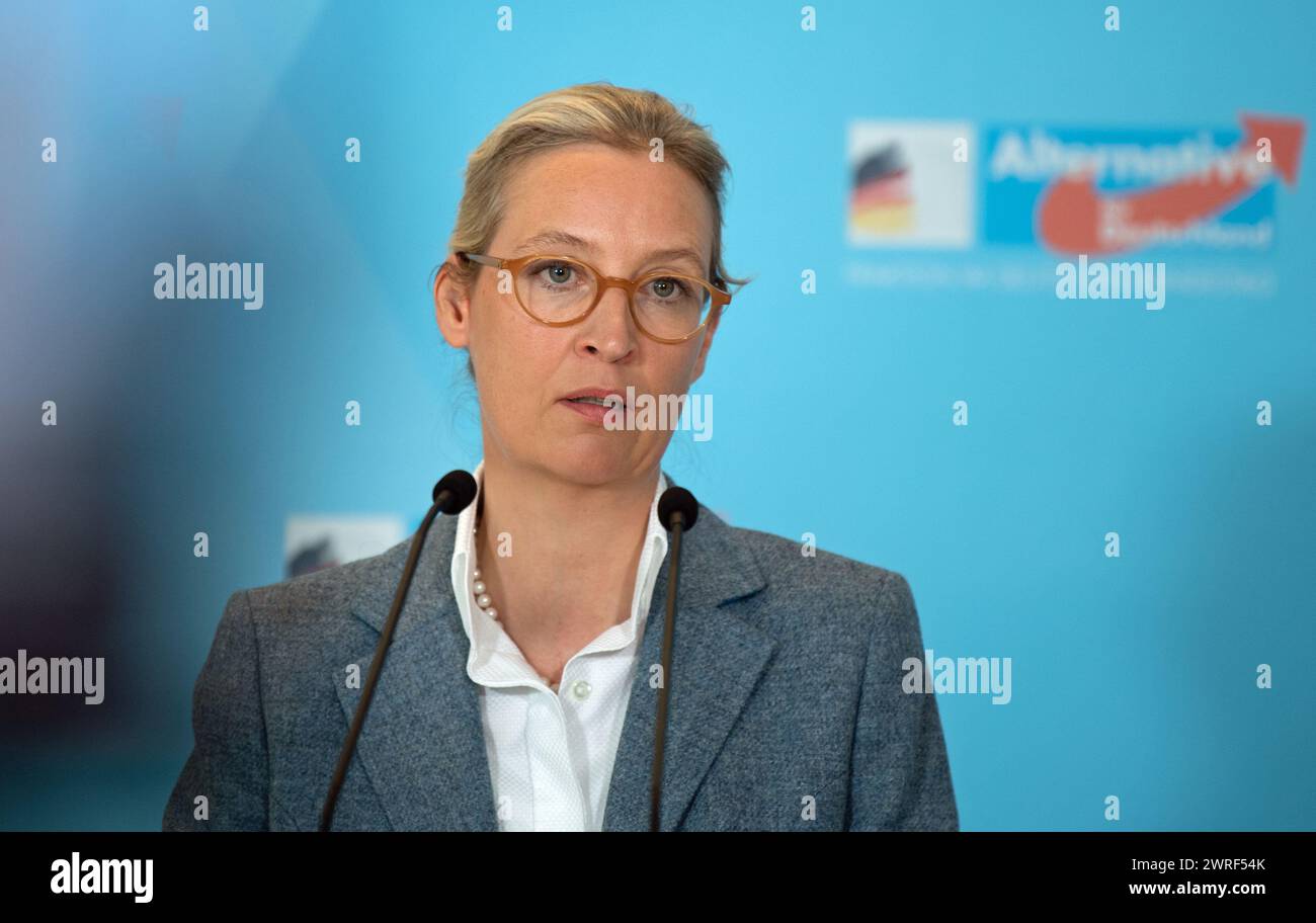 Berlin, Germany. 12th Mar, 2024. Alice Weidel, leader of the AfD ...