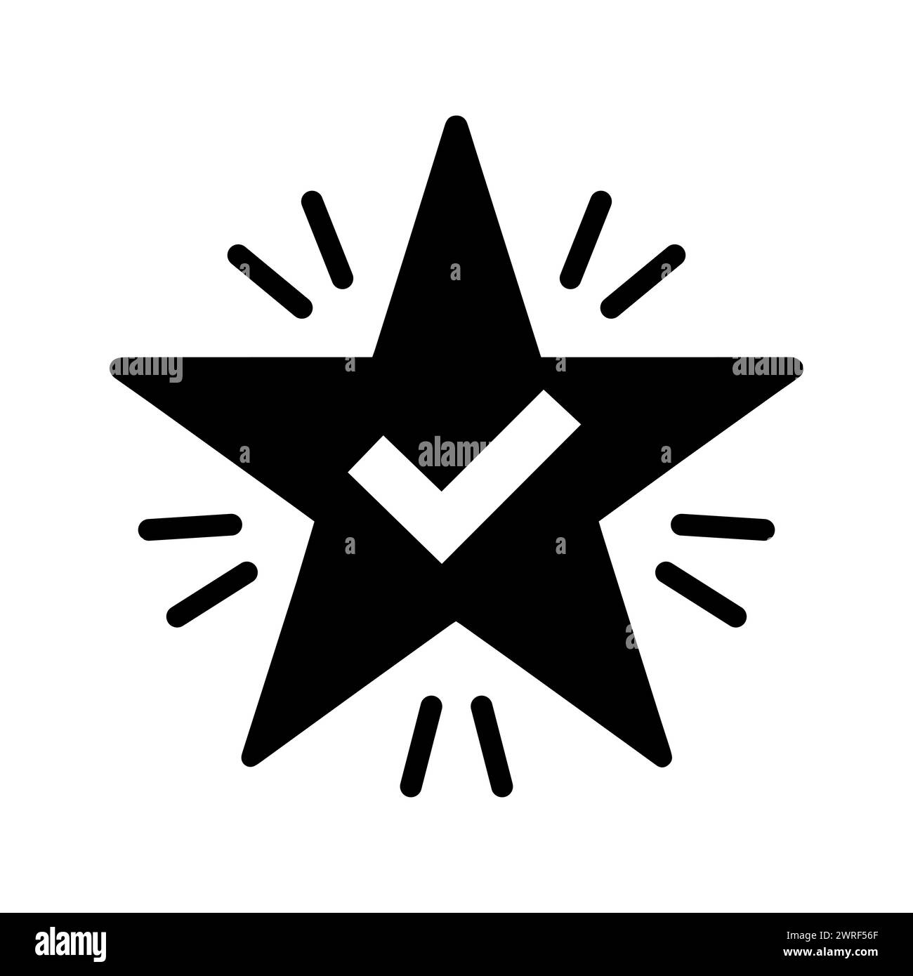 Star icon. Star with check mark. Black star icon on white background ...