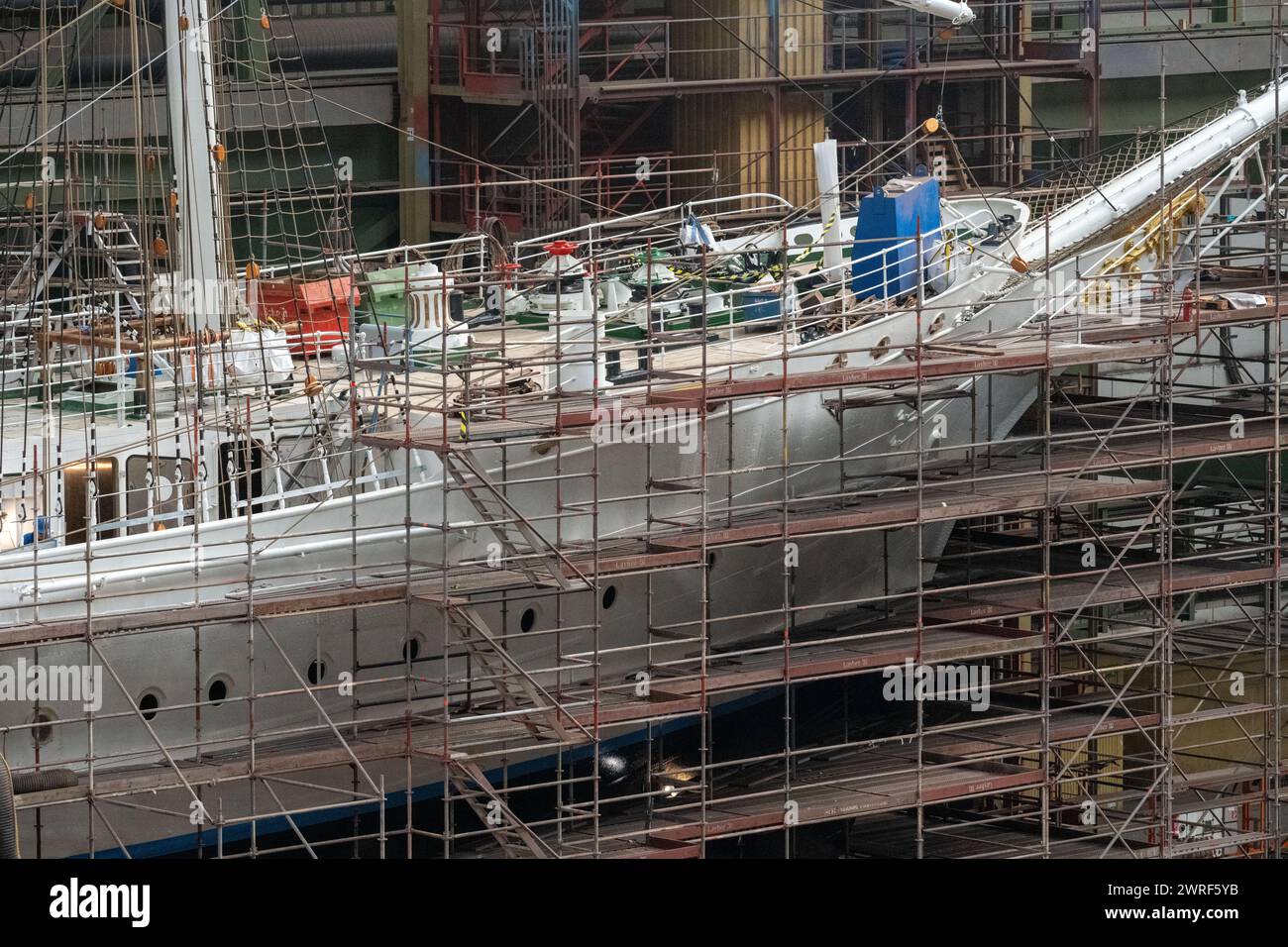Stralsund, Germany. 07th Mar, 2024. The sailing ship "Gorch Fock 1" is ...