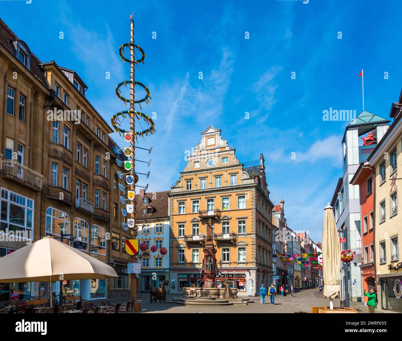 Lovely view of the market place of the old town in Constance (Konstanz ...