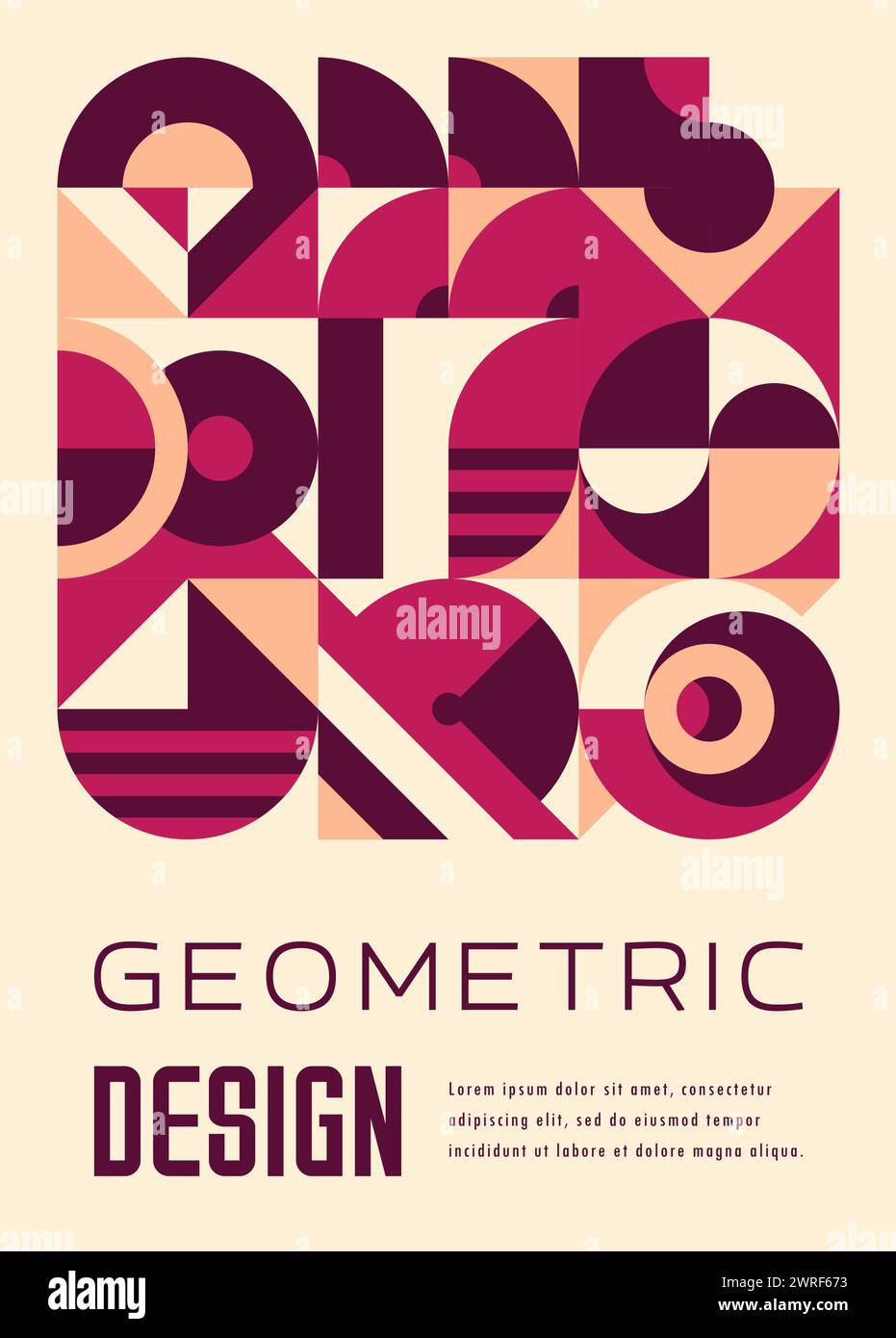 Beige, maroon, purple and pink modern abstract geometric poster of ...