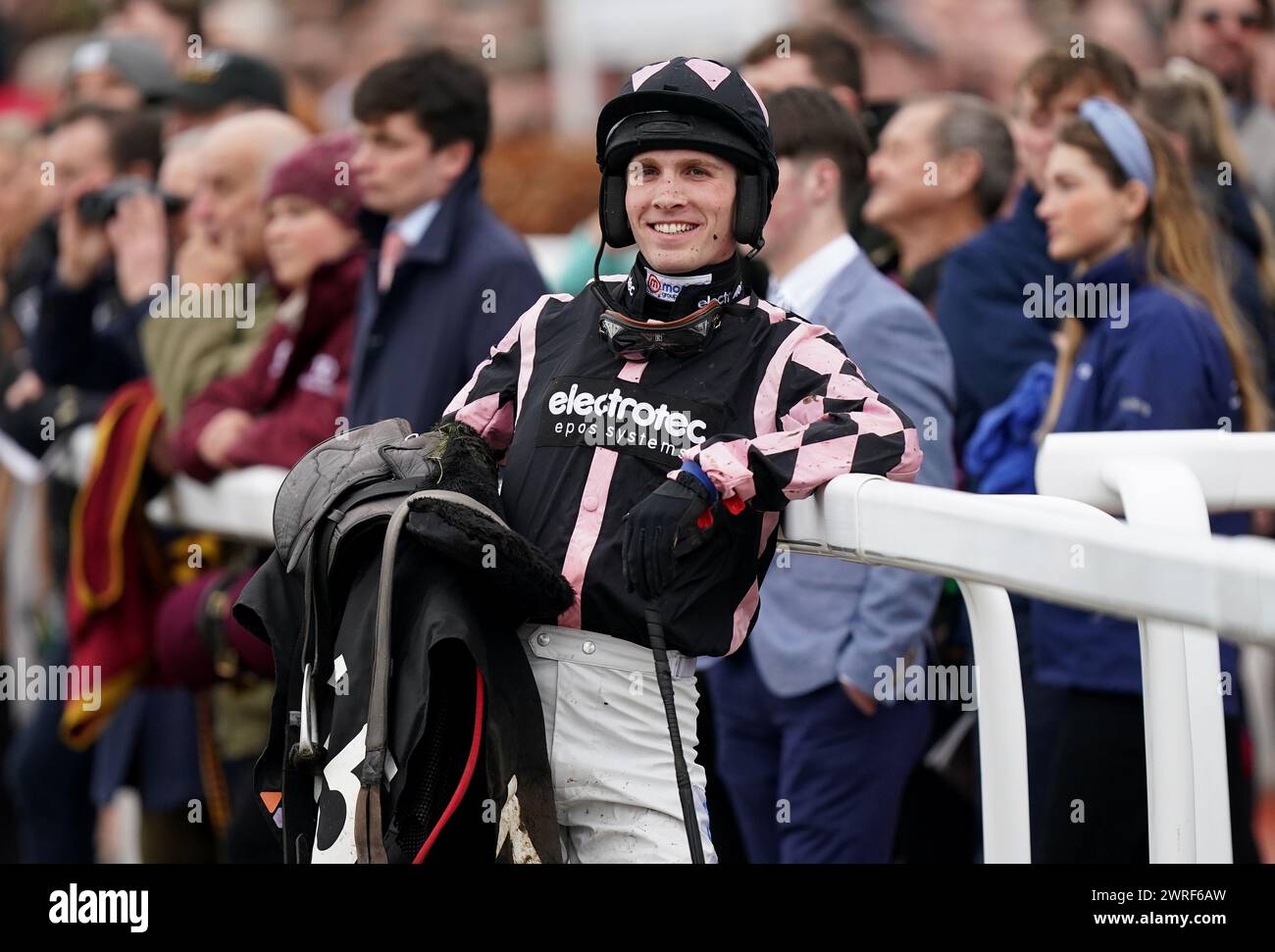 Jockey Harry Cobden smiles after falling from Trelawne during the ...