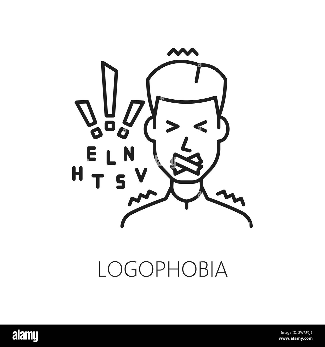 Psychology problems, human logophobia phobia icon, mental health. Fear ...