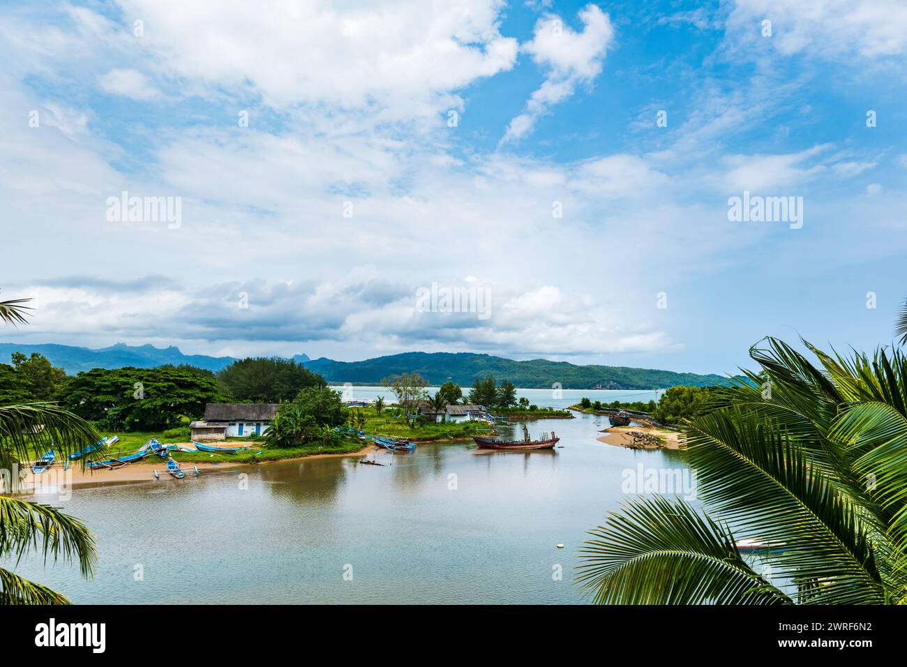 Pacitan sea landscape in Java, Indonesia. A popular beach resort for ...