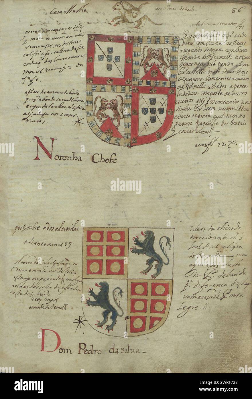 Noronha and Dom Pedro da Silva Coat of Arms Stock Photo - Alamy