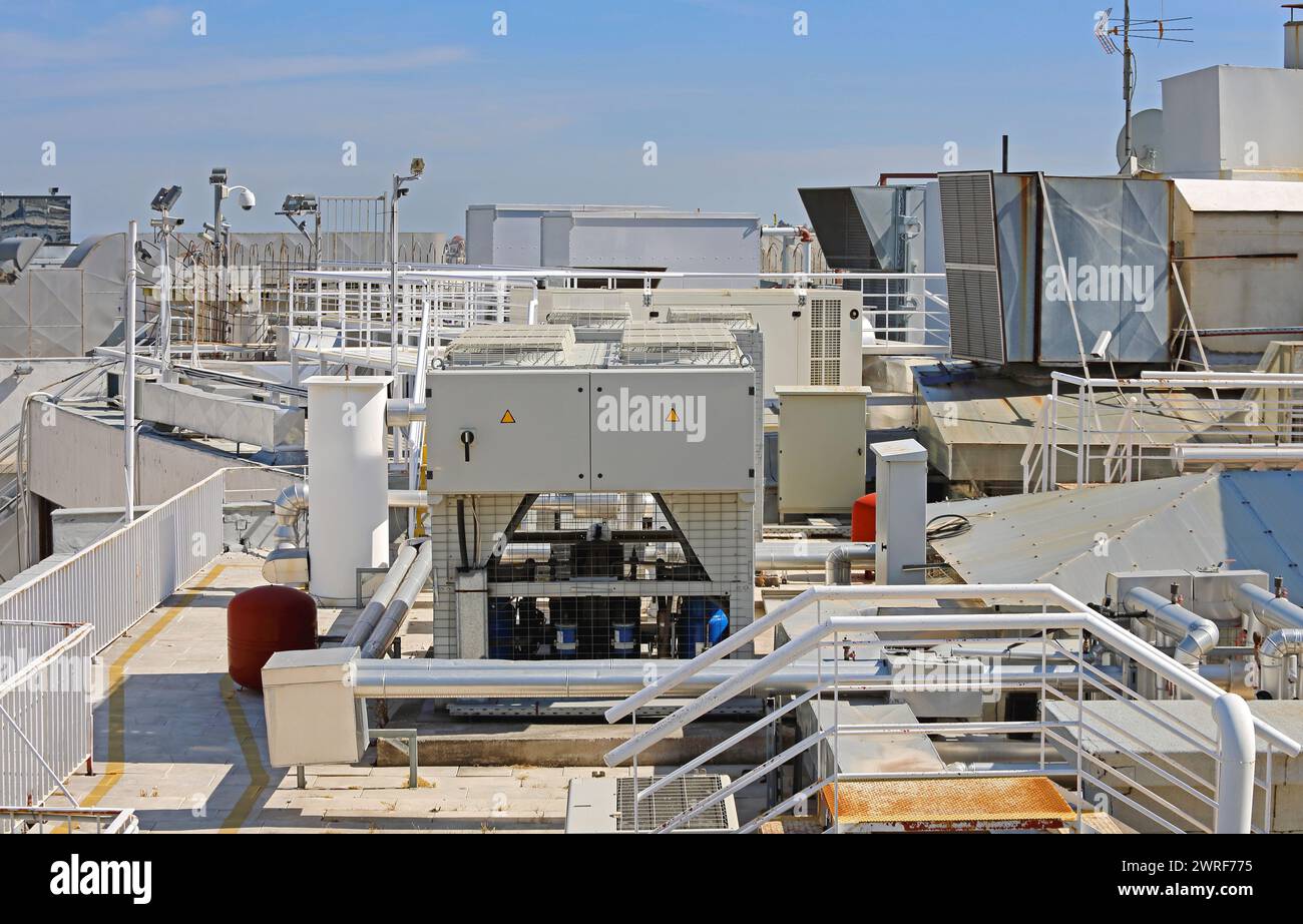 Hvac Unit Ventilation Heating and Air Conditioning at Building Rooftop ...