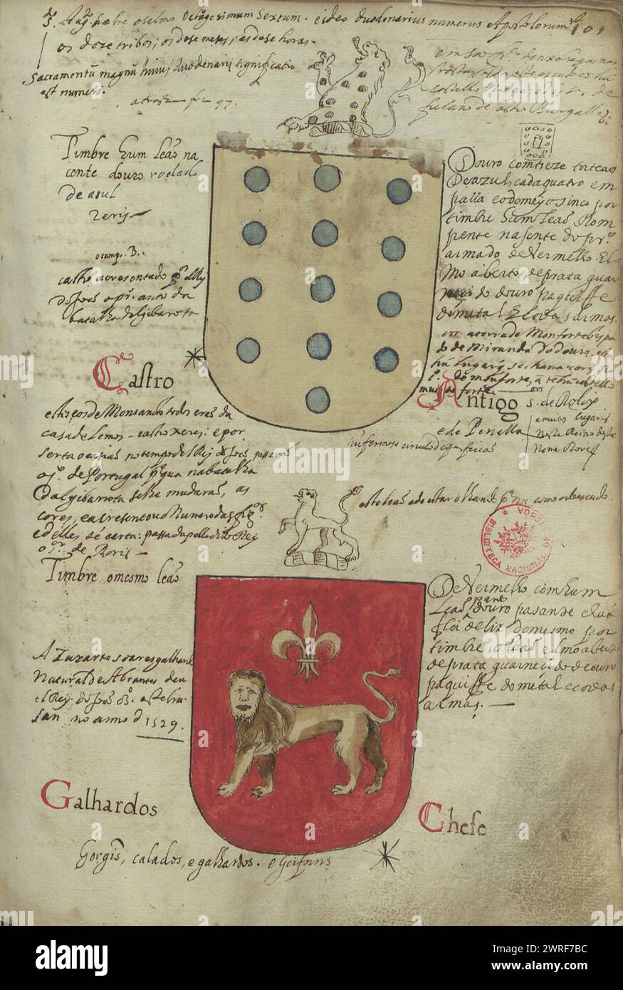 Castro Antigo and Galhardos Coat of Arms Stock Photo - Alamy