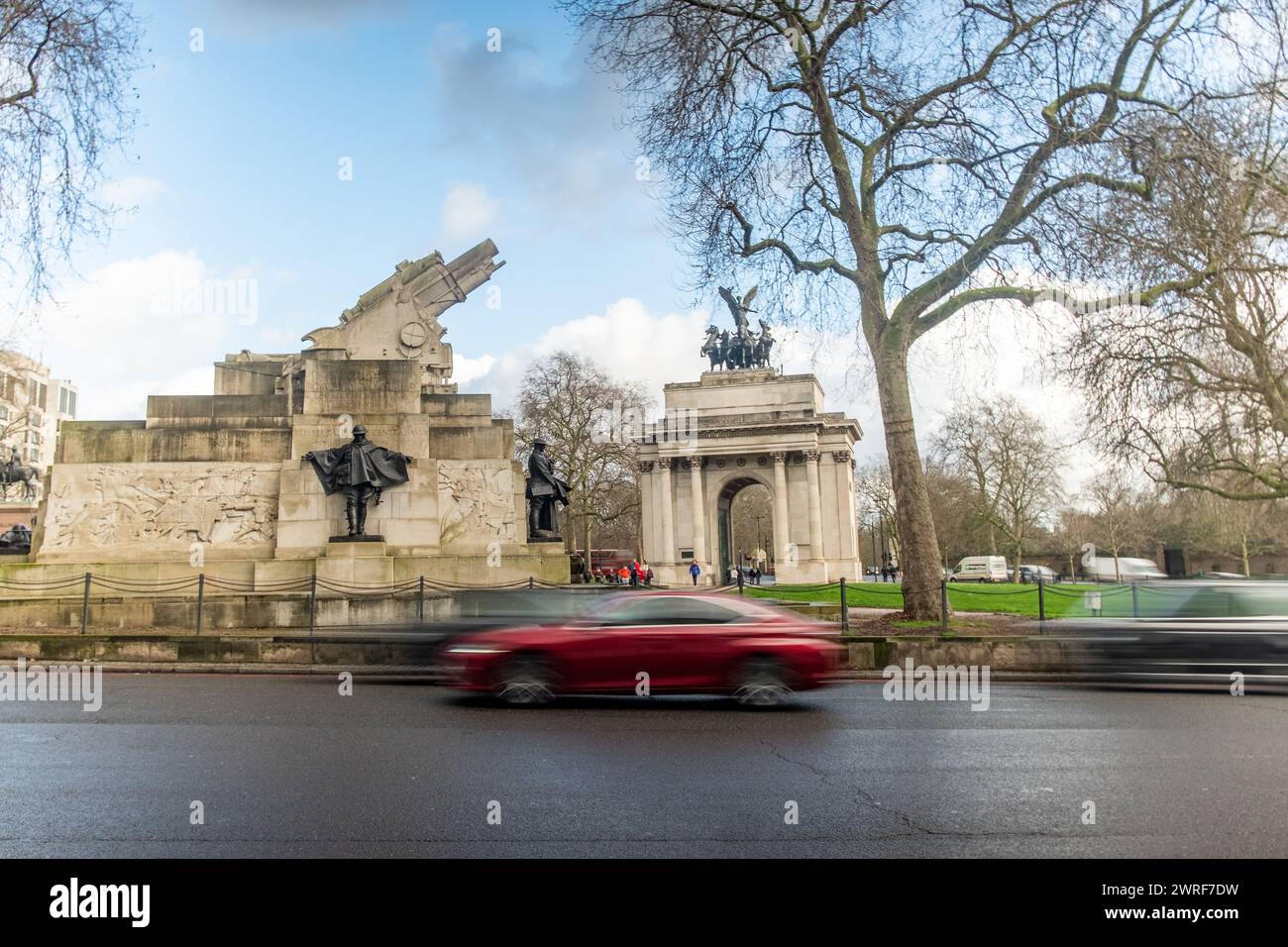 LONDON- FEBRUARY 19, 2024: Wellington Arch and the Royal Artillery ...