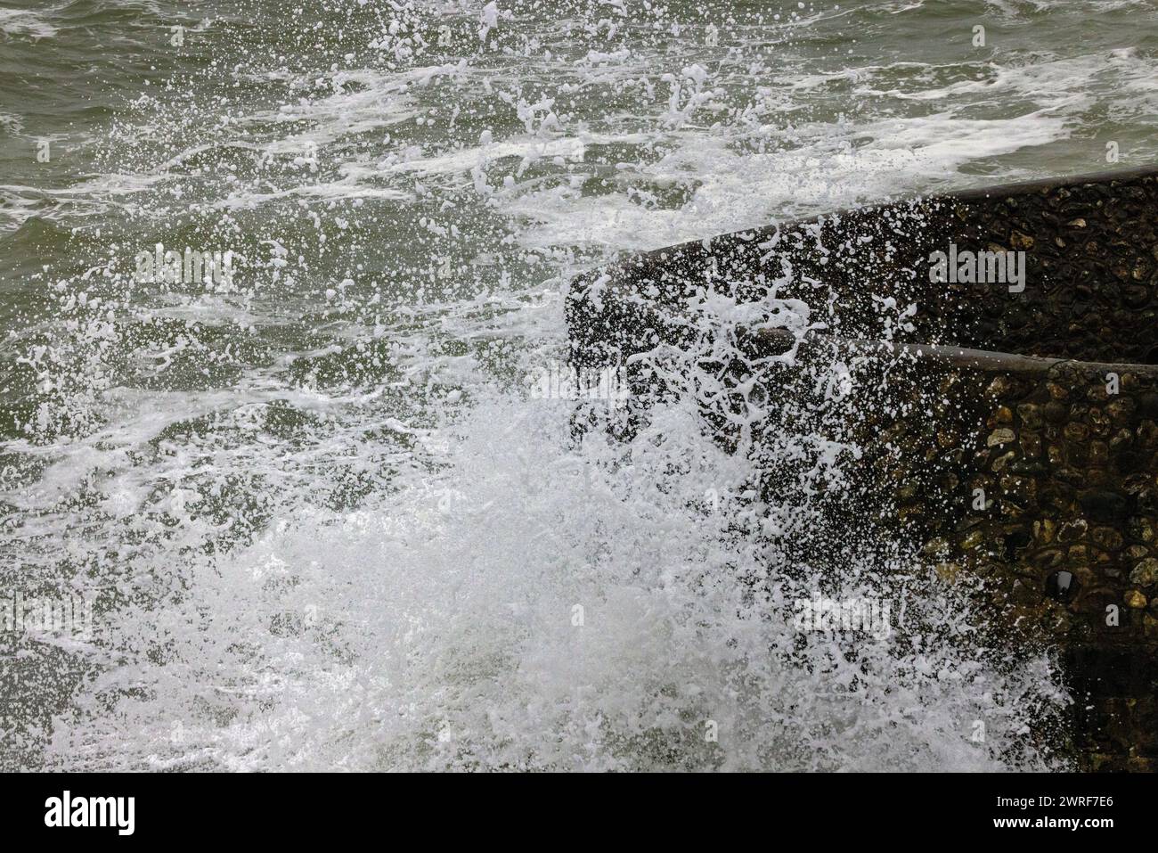 Brighton, City of Brighton & Hove, East Sussex, UK. High tide at the ...