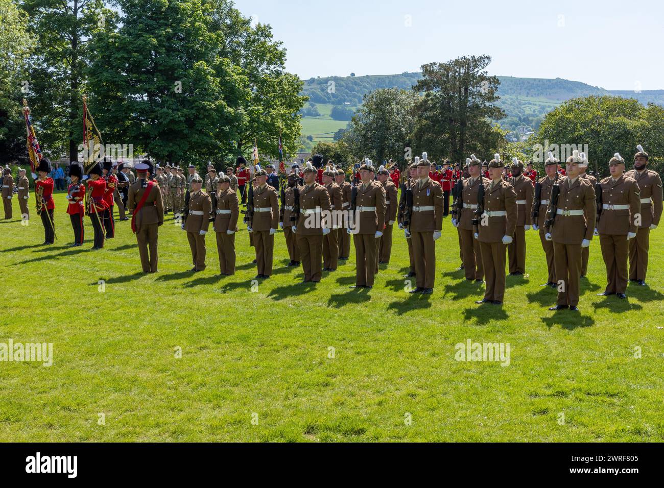 The Royal Welsh regiment marches through Hay-on-Wye in May 2023 to ...