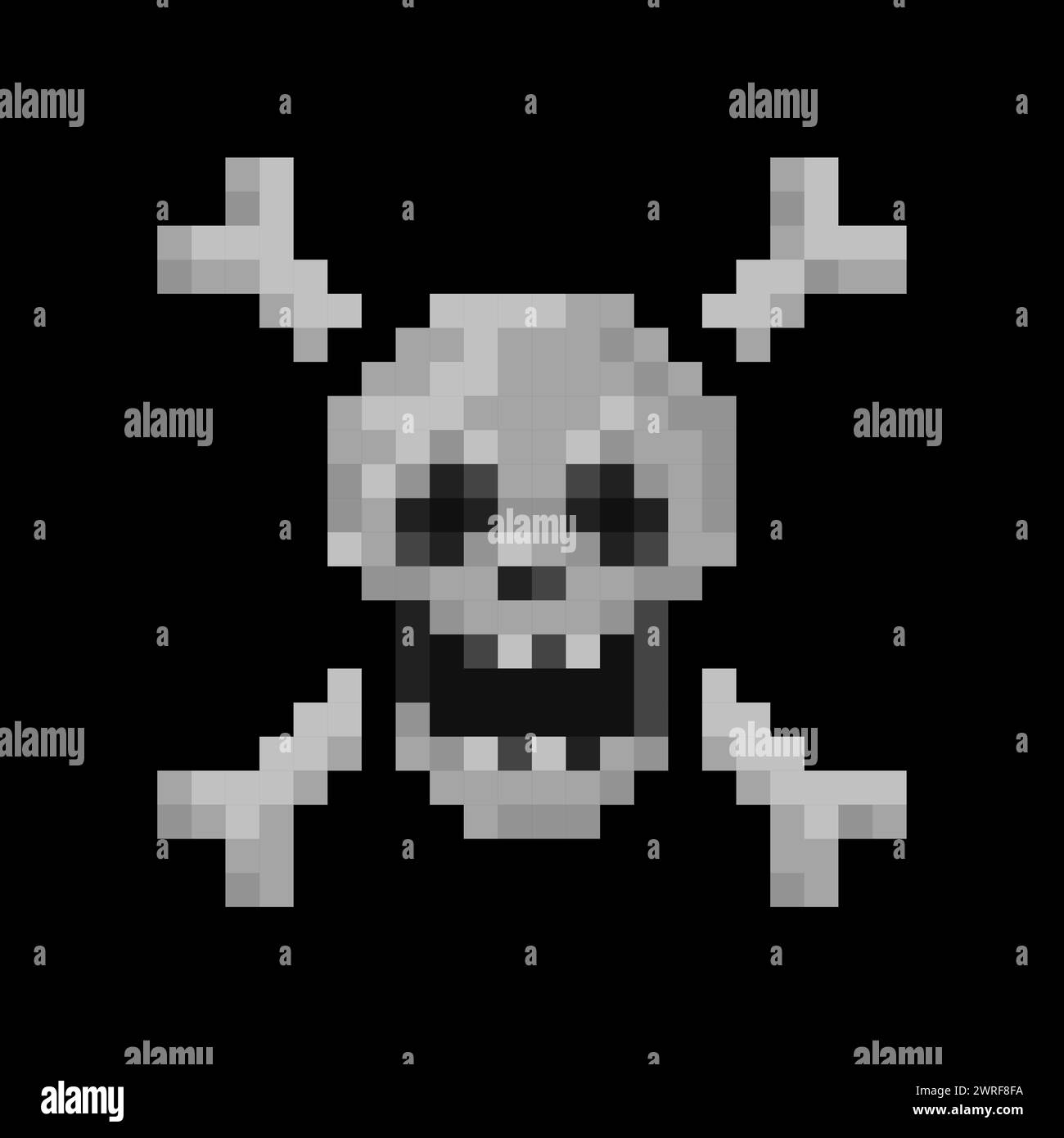 Skull crossbones pixel art icon, vector illustration. Design for ...