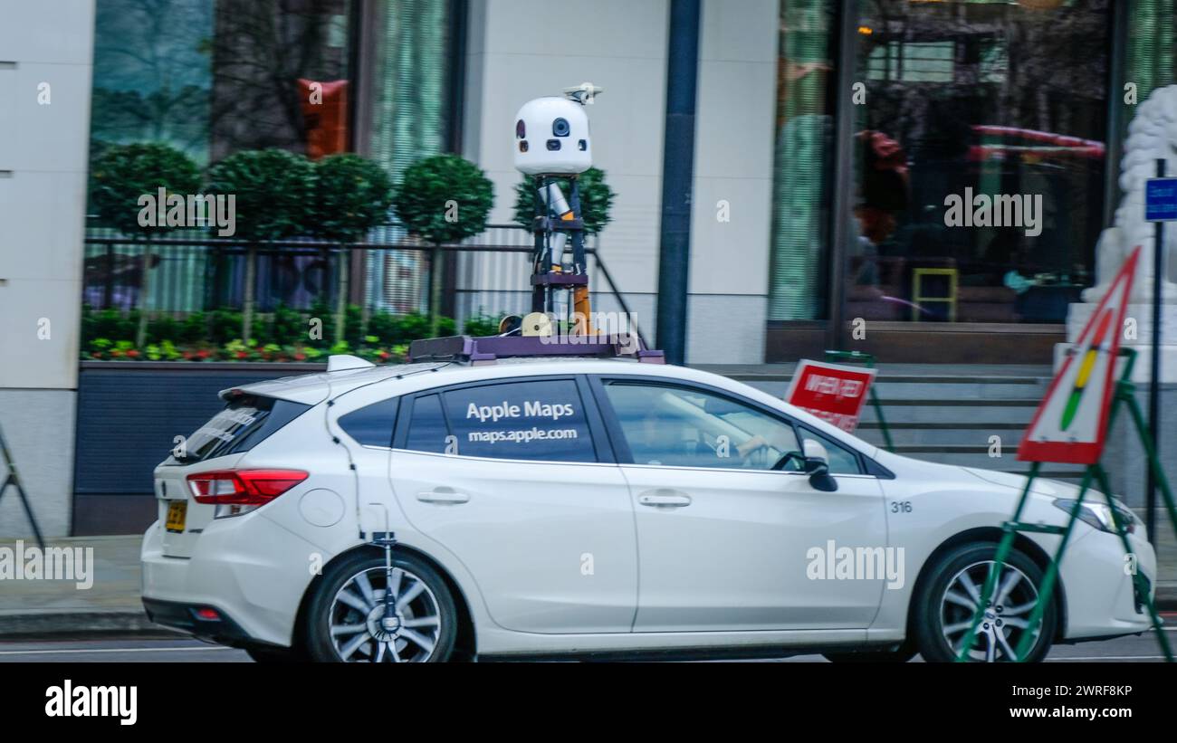 LONDON- FEBRUARY 19, 2024: Apple Maps car driving on the streets of ...