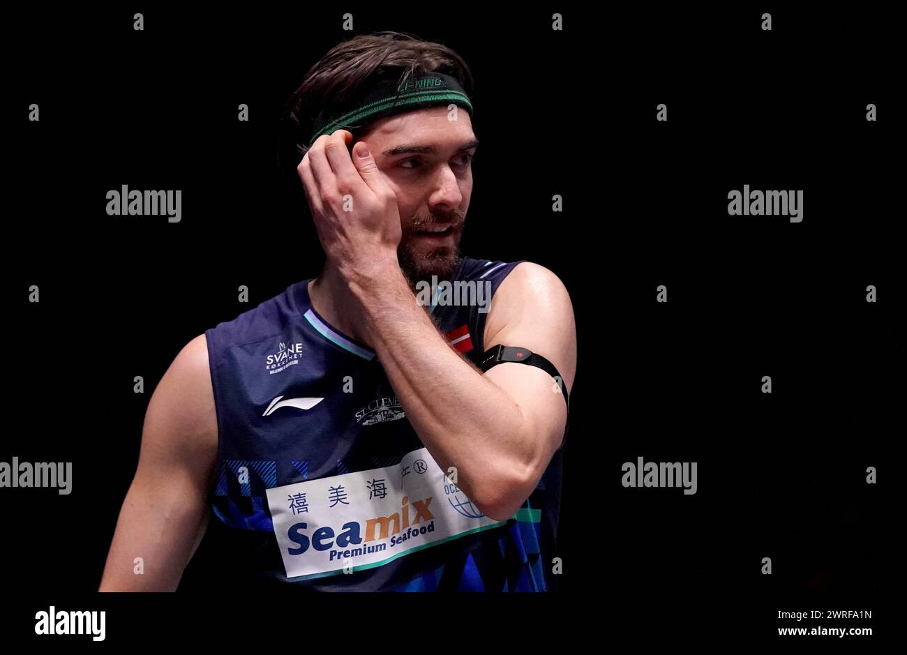 Denmark's Mathias Christiansen during their doubles match with team ...