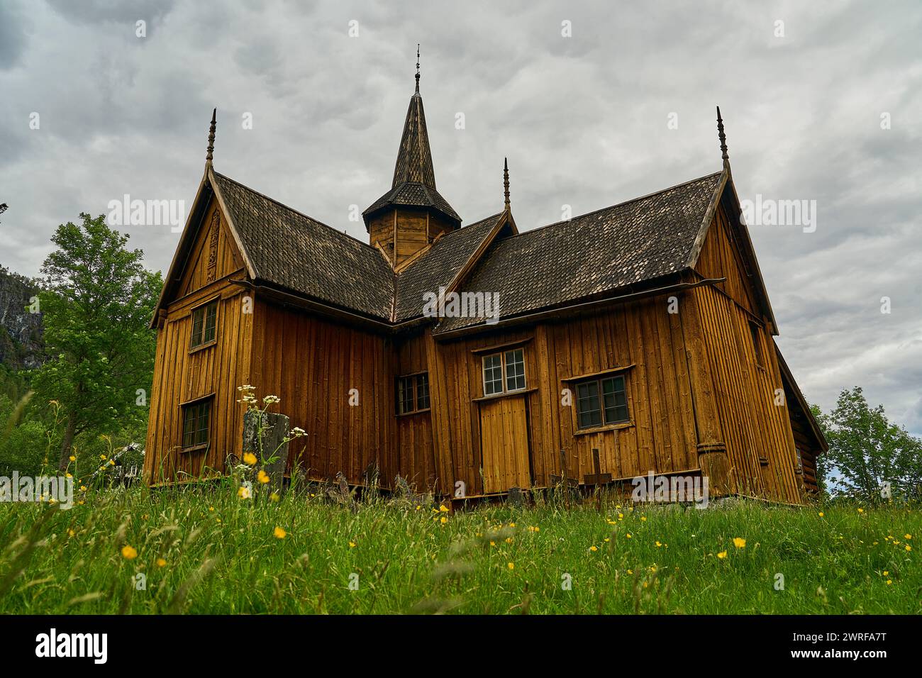 Telemark, Norway - 06 16 2022: small Stave Church entirely built out of ...