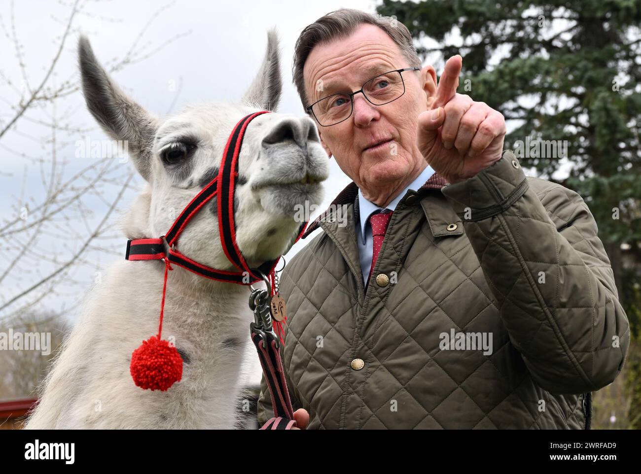 Herbsleben, Germany. 12th Mar, 2024. Bodo Ramelow (Die Linke), Minister ...