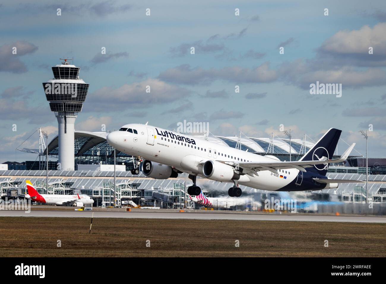 Munich, Germany. 11th Mar, 2024. A Lufthansa Airbus A320-214 with the ...