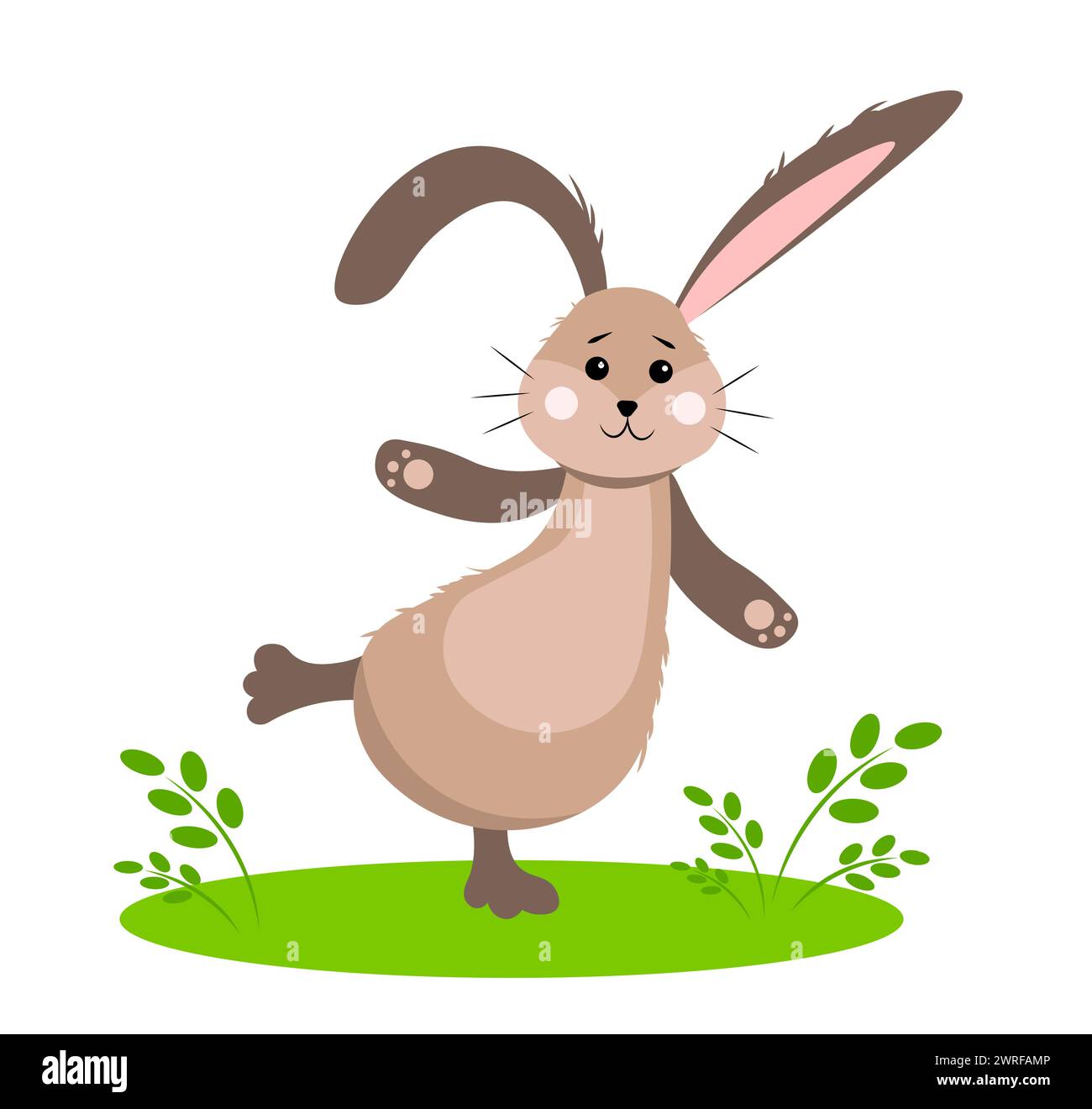 Rabbit on a green lawn Stock Vector Image & Art - Alamy