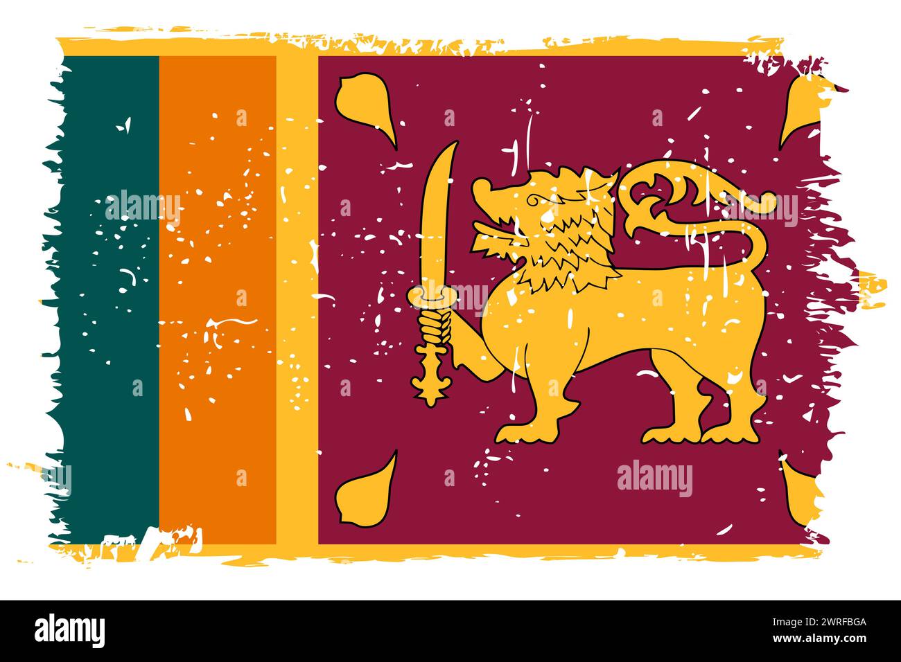 Sri Lanka flag - vector flag with stylish scratch effect and white ...