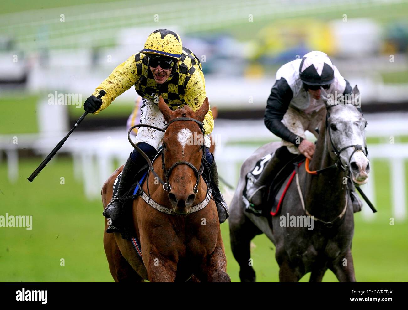 Jockey Paul Townend (left) celebrates on State Man after winning the ...