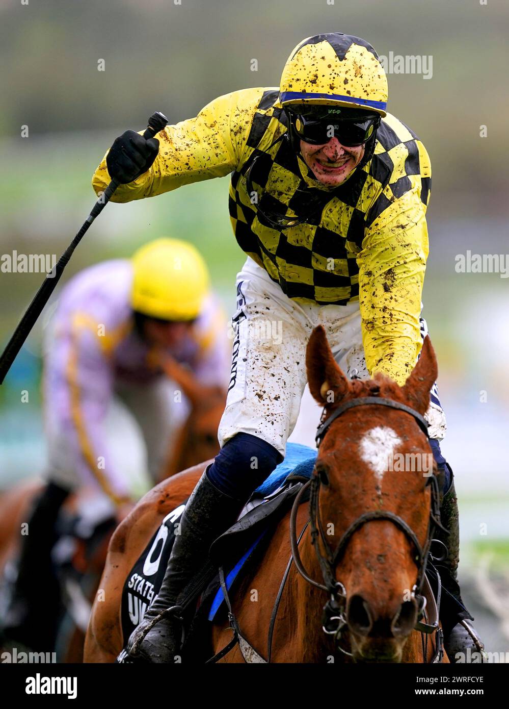 Jockey Paul Townend celebrates on State Man after winning the Unibet ...