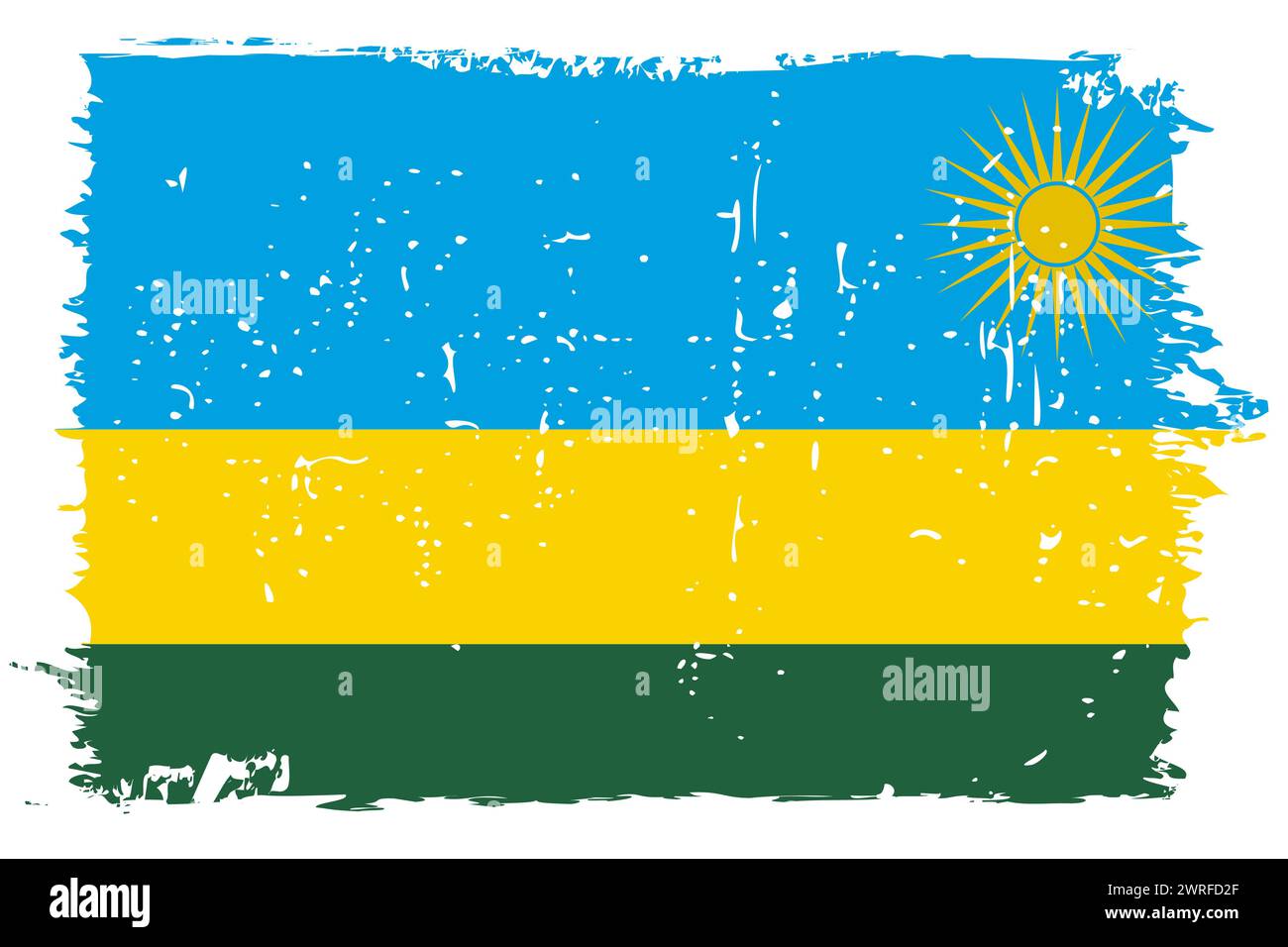 Rwanda flag - vector flag with stylish scratch effect and white grunge ...