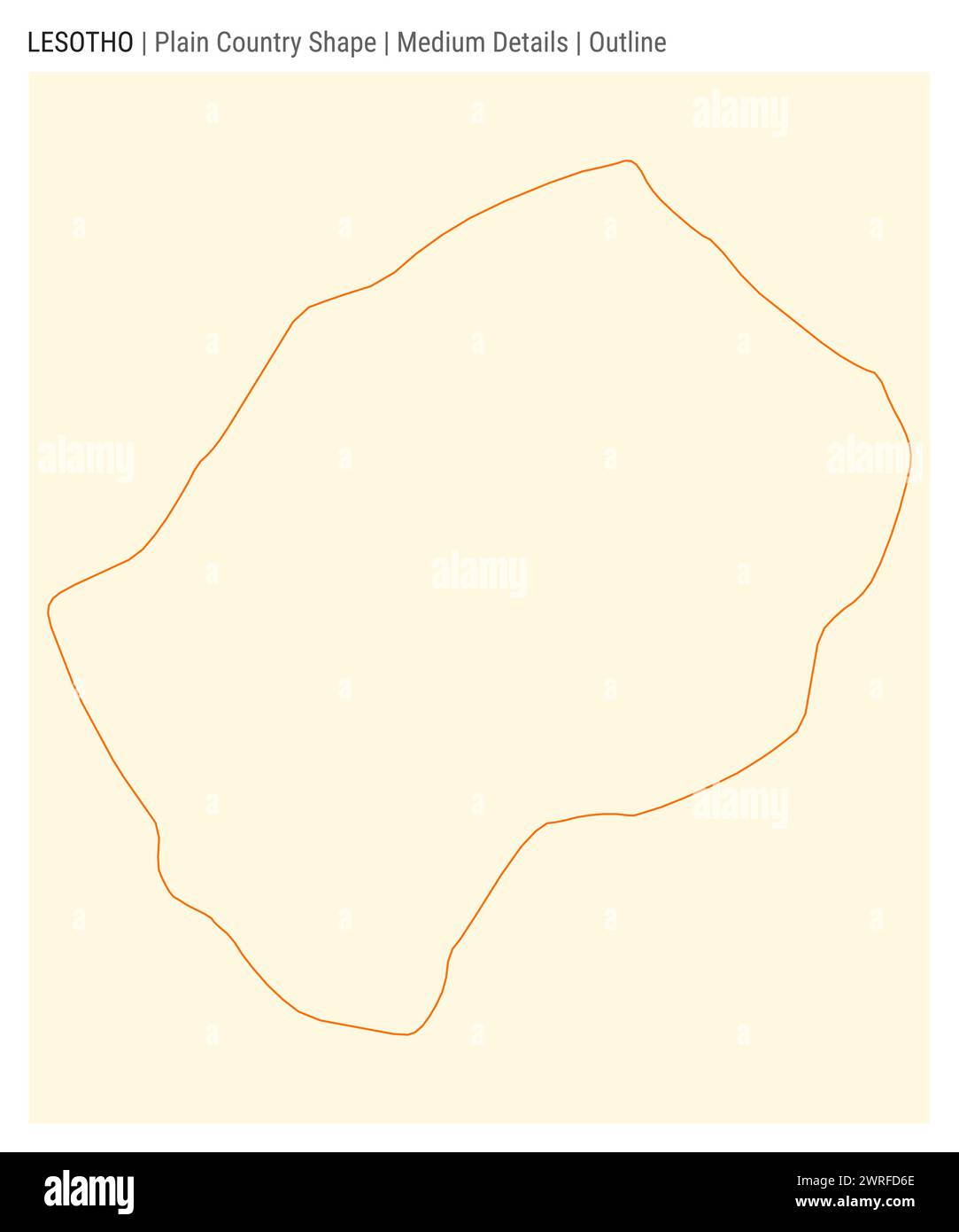 Lesotho plain country map. Medium details. Outline style. Shape of ...