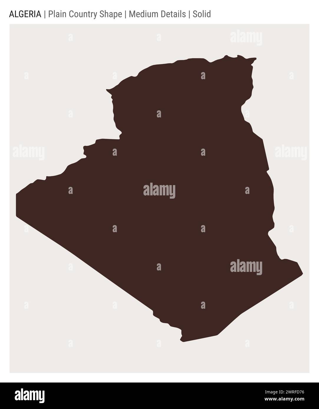 Algeria plain country map. Medium details. Solid style. Shape of ...