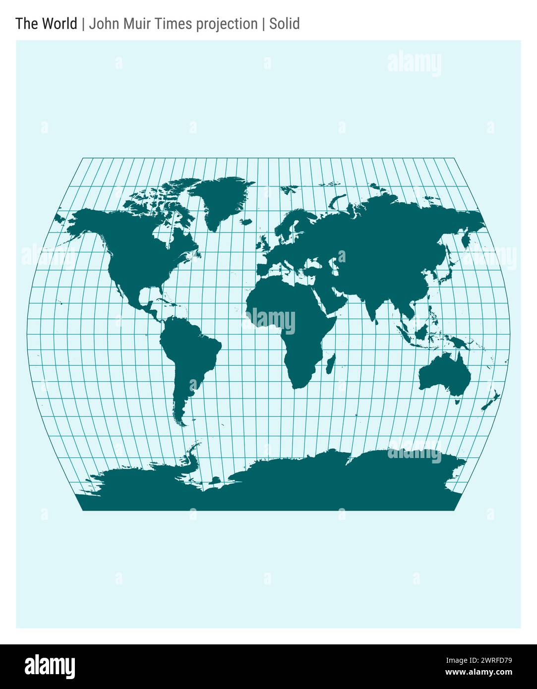 World Map. John Muir Times projection. Solid style. High Detail World ...