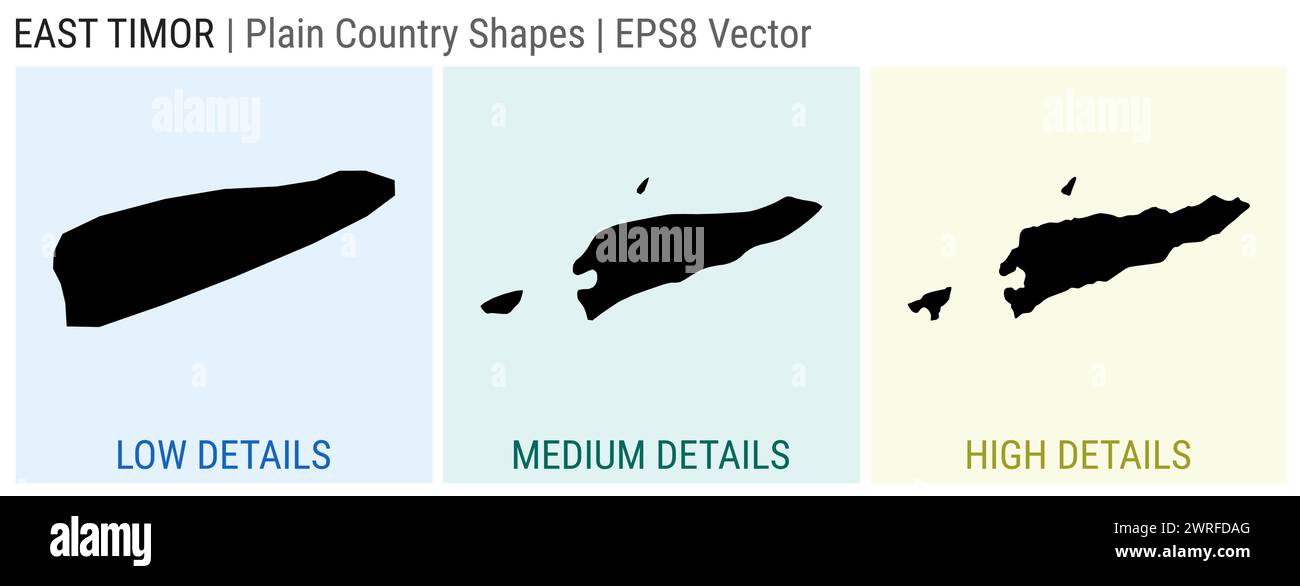 Timor-Leste - plain country shape. Low, medium and high detailed maps ...
