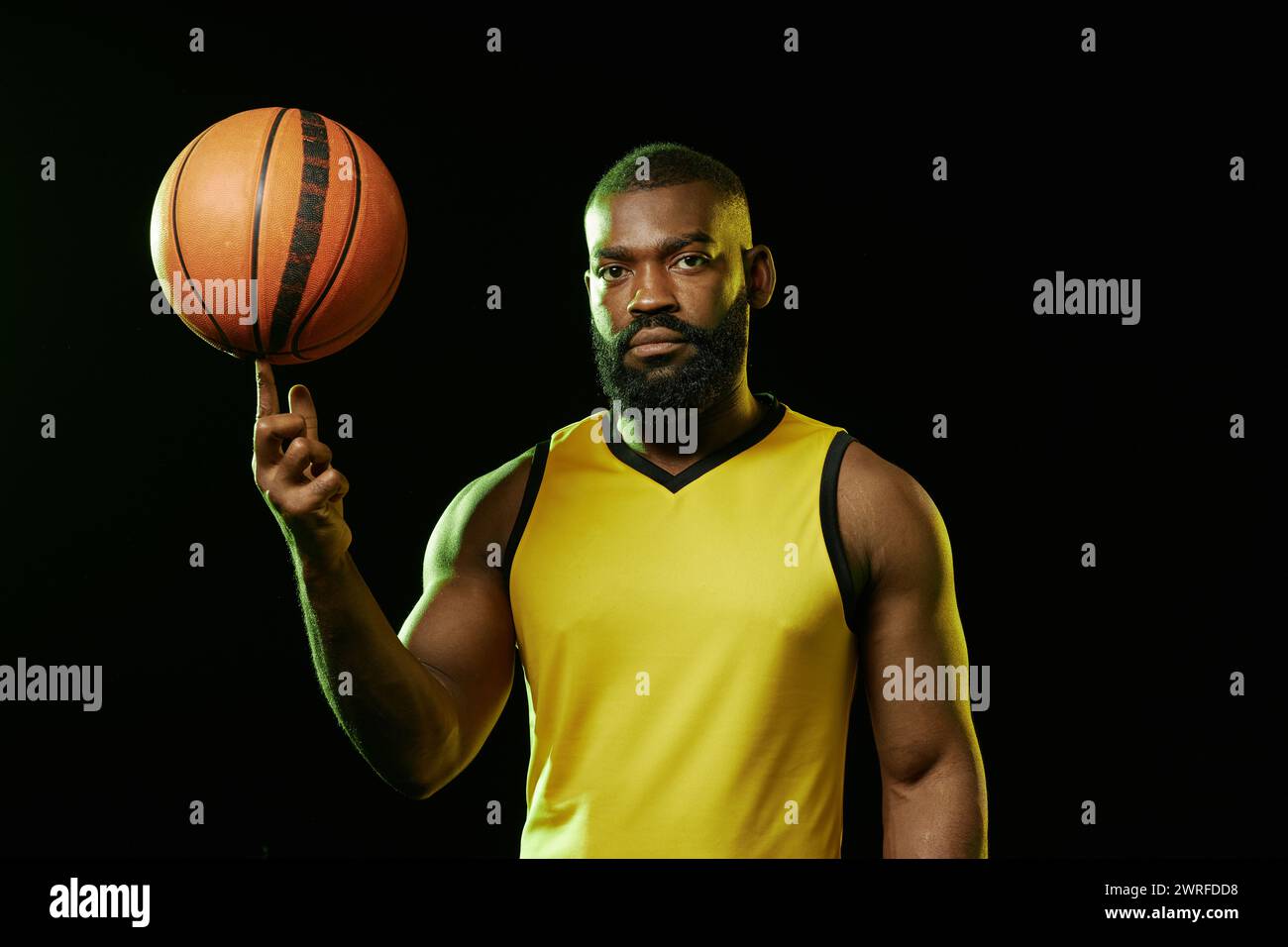 Minimal waist up portrait of African American basketball player ...