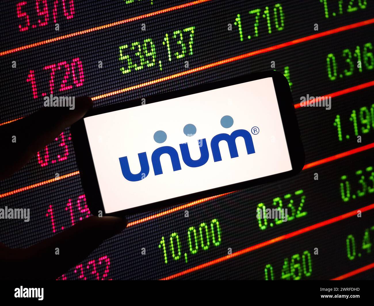 Konskie, Poland - March 11, 2024: Unum company logo displayed on mobile ...