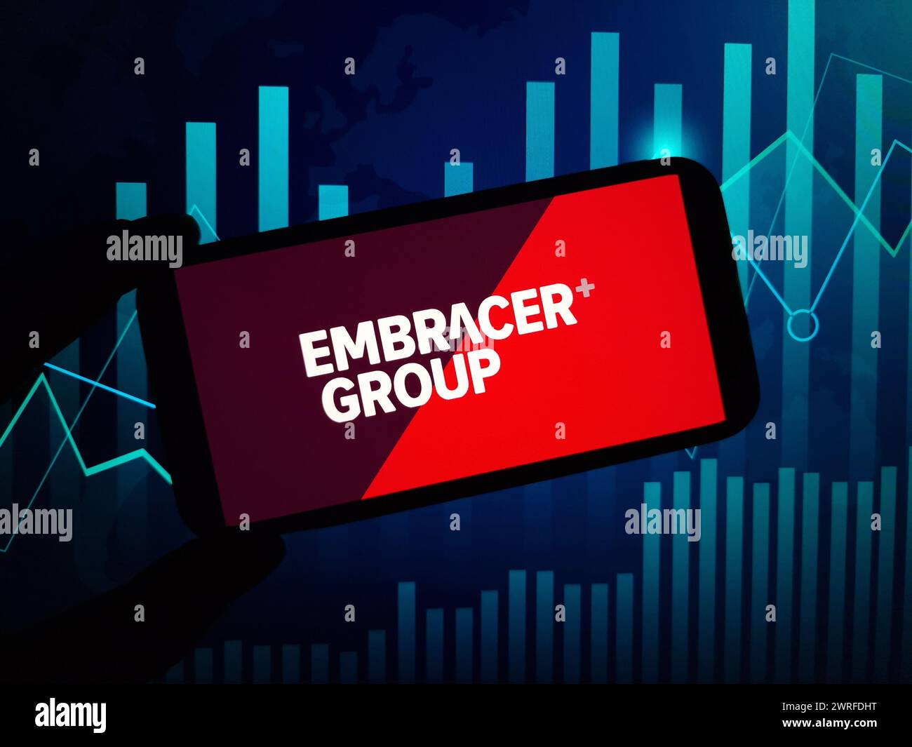 Konskie, Poland - March 11, 2024: Embracer Group company logo displayed ...