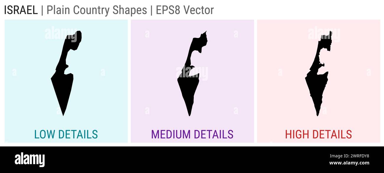 Israel - plain country shape. Low, medium and high detailed maps of ...