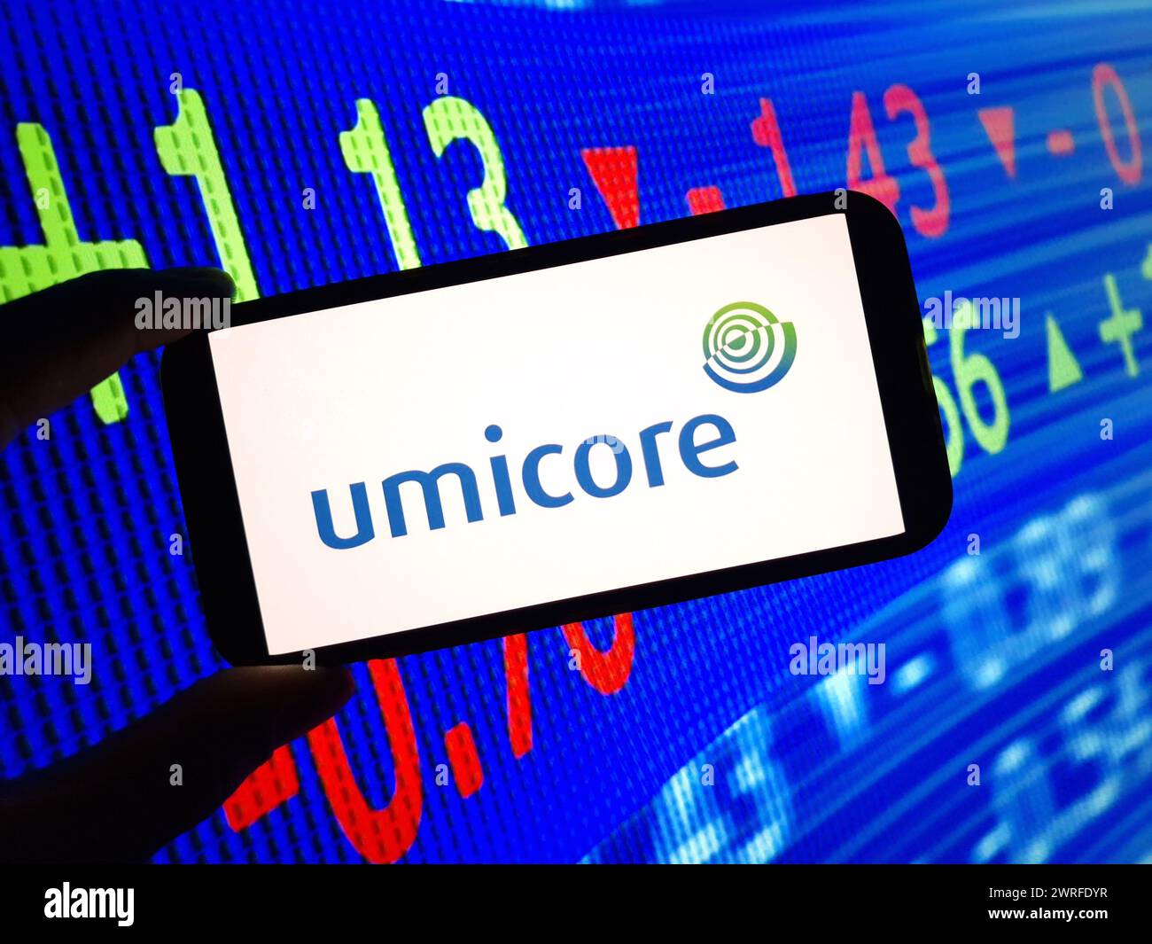 Konskie, Poland - March 11, 2024: Umicore company logo displayed on mobile phone Stock Photo - Alamy