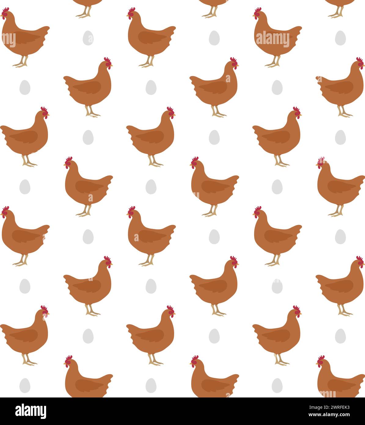 Vector seamless pattern of flat chicken and egg isolated on white ...